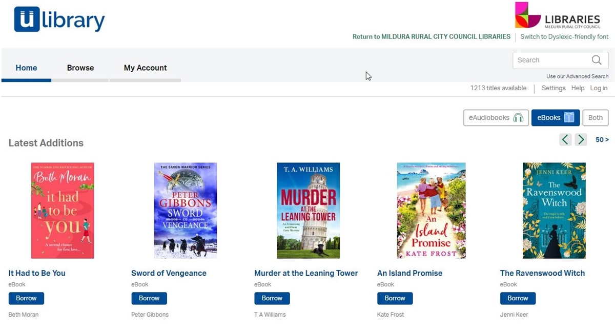 You can borrow eBooks from uLIBRARY